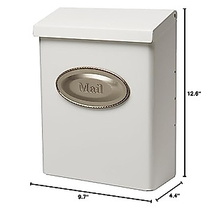 Gibraltar Mailboxes Designer Locking Medium Capacity Galvanized Steel White, Wall-Mount Mailbox, DVKW0000, 9.7 x 4.4 x 12.6 inches