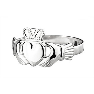 Biddy Murphy, Women's Irish Claddagh Ring, Real 925 Sterling Silver Band, Made in Ireland, Size 9