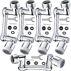 umogy Faucet Extender, Large Angle Rotating Splash Faucet Aerator, Universal 1080 Swivel Robotic Arm Swivel Extension Faucet Aerator, Faucet Extender for Sink with 2 Water Outlet Modes (2pcs)