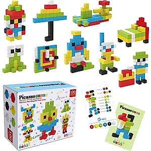 PicassoTiles Magnetic Puzzle Cube Characters + Mini, 9pc with 18 Unique Characters Mix & Match Cubes Sensory Toys, 0.5” Pixel 100pc Mix & Match Sensory Toys STEAM Education Learning Building Block