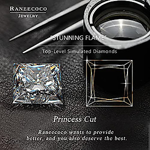 "STUNNING FLAME “18K White Gold Plated Sterling Silver Princess Cut Cubic Zirconia Stud Earrings for men women(w-7)