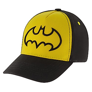 DC Comics Boys Baseball Cap, Batman Adjustable Toddler Hat, Ages 2-4, Black/Yellow