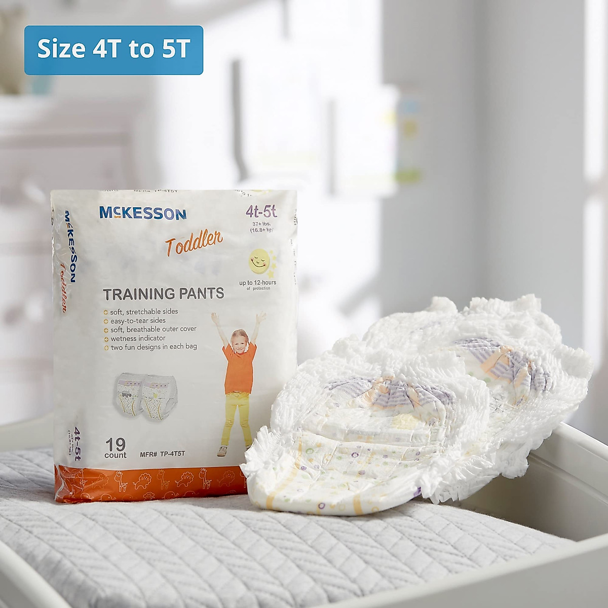 McKesson Toddler Training Pants, Size 4T to 5T (Over 37 lbs), 19 Count, 1 Pack