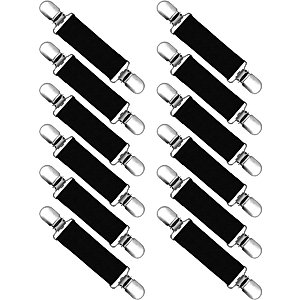 Zhanmai 6 Pairs Dress Clips Elastic Mitten Clips Stainless Steel Brooch Clip for Women Mitten Clips for Adults(13 cm, Black)
