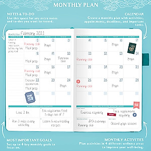Legend Wellness Planner & Food Journal – Daily Diet & Health Journal with Weight Loss, Measurement & Exercise Trackers – Lifestyle & Nutrition Diary – Lasts 6 Months, A5 size – Turquoise
