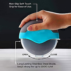 Aweskiis Pizza Cutters I Super Sharp Pizza Slicer I Must Have Kitchenaid Tool I Stainless Steel & Plastic Pizza Cutter Wheel I Pizza wheel cutter with cover I Reusable And Handy & Easy Storage I Blue
