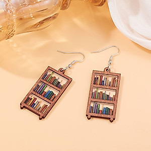 RINHOO FRIENDSHIP Book Earrings for Women Book Shelf Earrinfs for For Book Lovers Gifts for Book Lovers Women Bookshelf Acrylic Dangle Earrings (Bookcase)