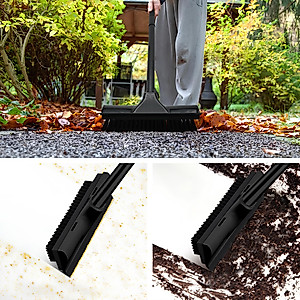 Push Broom Outdoor- Heavy Duty Broom, Stiff Bristles Floor Scrub Brush with 49" Long Handle for Deck Driveway Garage Yard Patio Warehouse Concrete Wood Stone Kitchen Tile Indoor Floor Cleaning (Black)