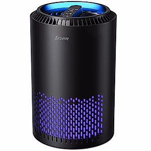 AROEVE Air Purifiers for Home, HEPA Air Purifiers Air Cleaner For Smoke Pollen Dander Hair Smell Portable Air Purifier with Sleep Mode Speed Control For Bedroom Office Living Room, MK01- Black