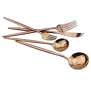 Rose Gold Silverware Set, JASHII 30-Piece Stainless Steel Flatware Cutlery Set for 6, Elegant Hourglass Polished Mirror Finish, Ideal for Home Hotel Wedding Festival Party, Dishwasher Safe