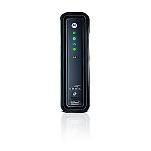 ARRIS SURFboard SBG6580 DOCSIS 3.0 Cable Modem/ Wi-Fi N300 2.4Ghz + N300 5GHz Dual Band Router - Retail Packaging Black (570763-006-00) (Renewed)