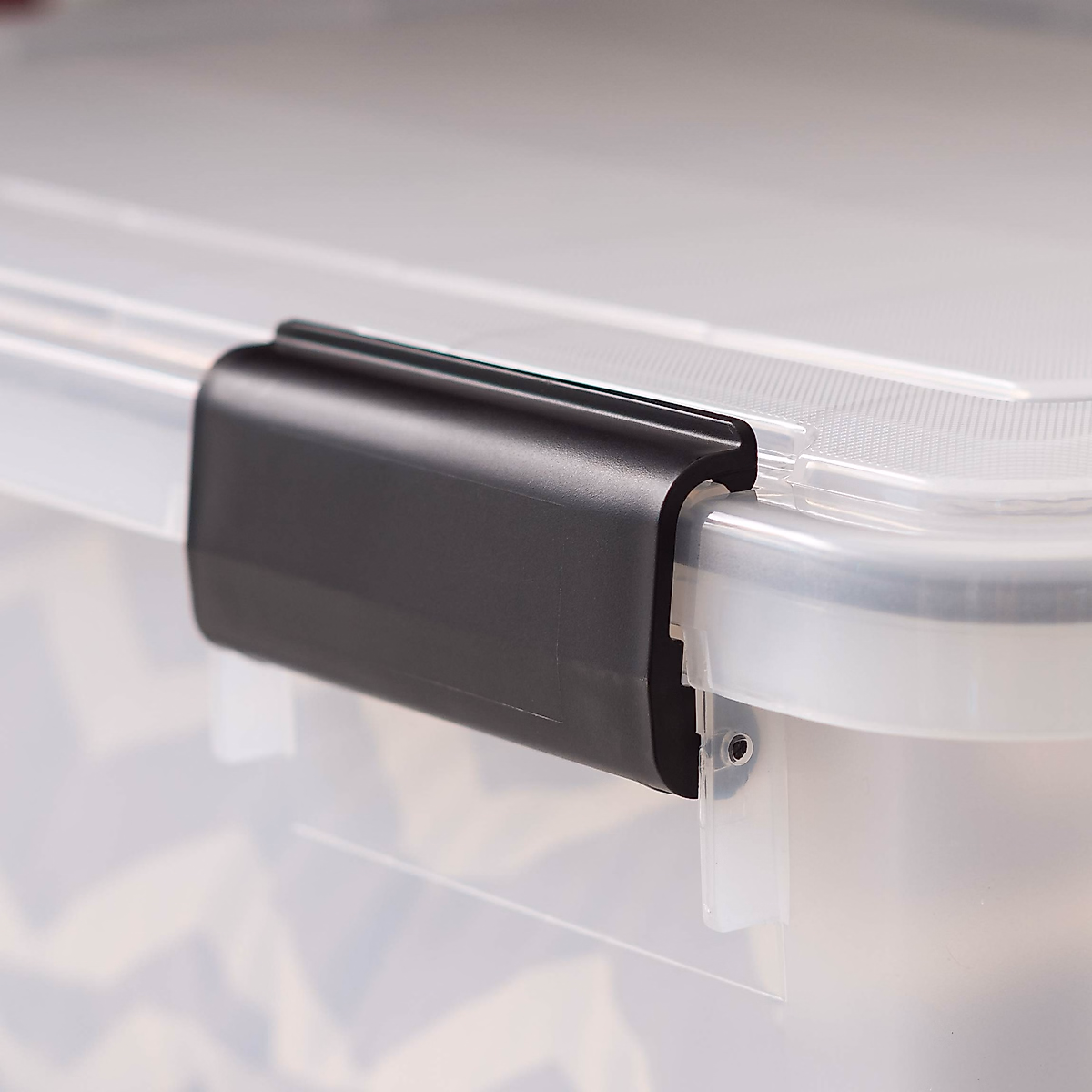 IRIS USA WEATHERPRO 47 Quart Stackable Storage Box with Airtight Gasket Seal Lid, Heavy Duty Containers with Tight Latches, Weather proof Bins for Closet Basement Attic, 2 Pack - Clear/Black