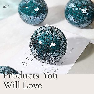 WHOLE HOUSEWARES | Decorative Balls for Centerpiece Bowls | Set of 3 | Glass Mosaic Sphere | Diameter 4" | Home/Garden/Kitchen/Living Room Decor | Decorative Balls for Bowls (Gold)