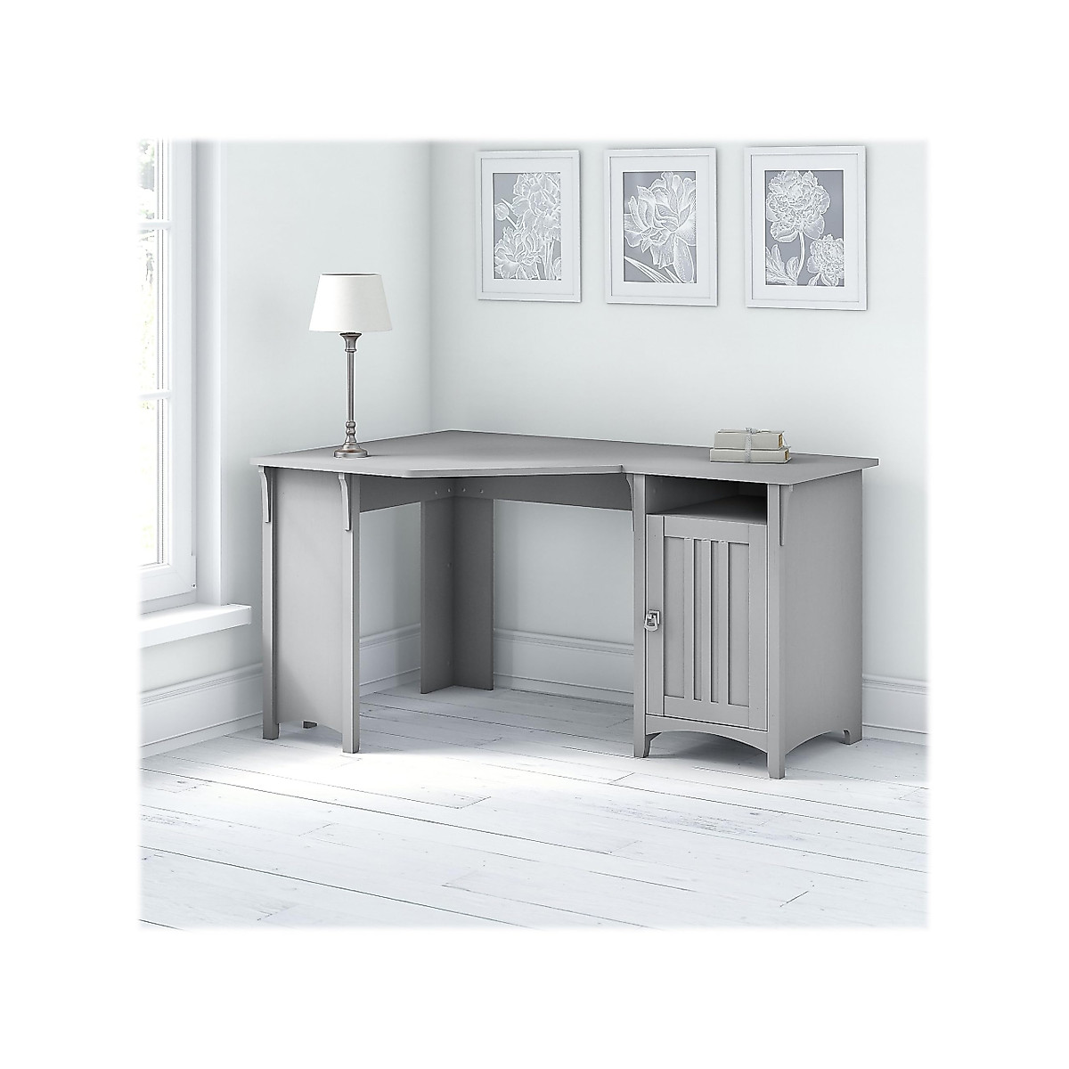 Bush Furniture Salinas 55 Inch W Corner Desk with Storage Cabinet, Cape Cod Gray (SAD155CG-03)