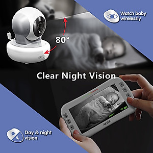 Video Baby Monitor with Remote-Controlled Camera and Wide Screen by Axvue, Grey, Model E650