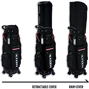 HELIX Golf Cart Bag, Retractable Golf Club Bag with Universal Wheels and Latest Integrated Handgrip. (Navy Black)