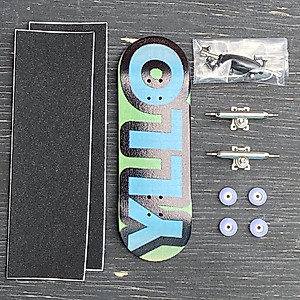Yllo Big Blue Complete 5 Ply Wood 100mm x 33mm Fingerboard with Upgraded 32mm Trucks, Lock Nuts, CNC Wheels
