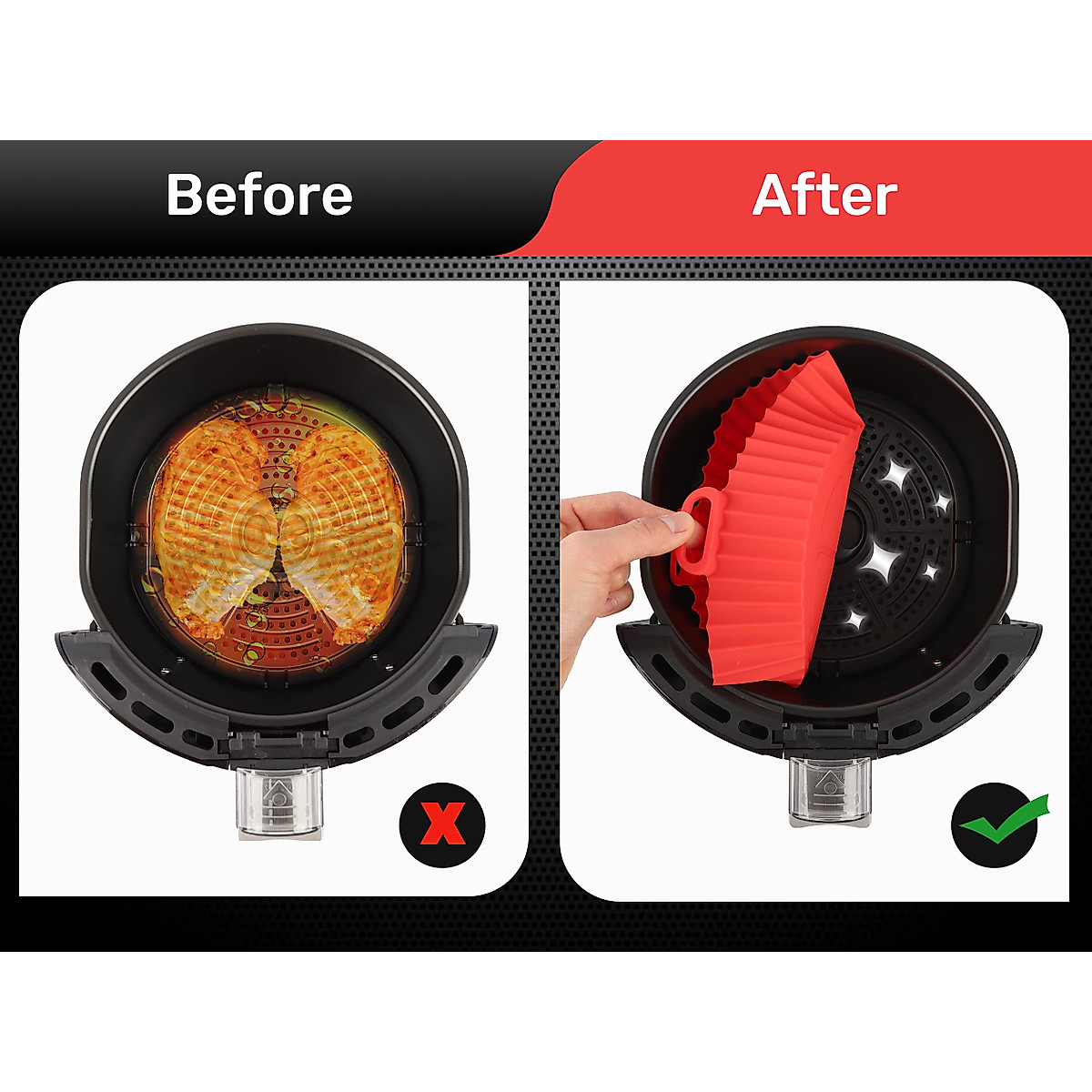 8inch Silicone Reusable Air Fryer Liner Non-stick Airfryer Pot Air Fryer Accessories Dishwasher Safe Baking Parchment (pink)