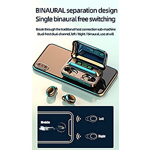 FSS Led Display Waterproof Earbuds Headphone Wireless Bluetooth Earphones Auriculares F9 Audifonos with 2000Mah Power Headset, Black