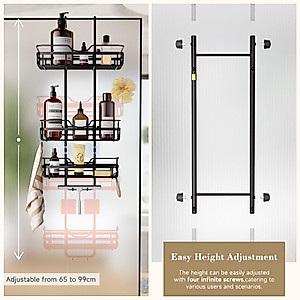 Skyapex Over the Door Shower Caddy Adjustable Bathroom Hanging Organizer Shelf Rustproof
