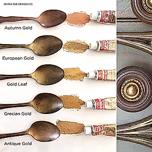 Rub n Buff Wax Metallic Antique Gold, Rub and Buff Finish, 0.5-Fluid Ounce, Pixiss Blending and Application Tools for Applying Metallic Wax Paint