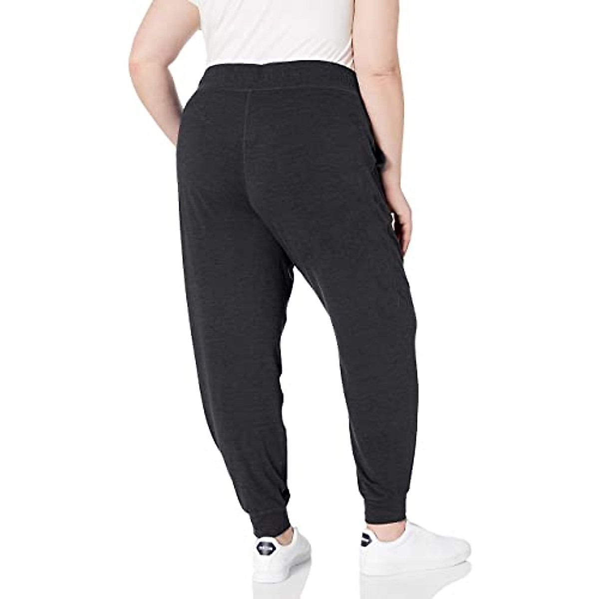 Amazon Essentials Athletic Pants for Women, Brushed Tech Stretch Lounge Joggers, Plus Size Available, Black Space Dye, Medium