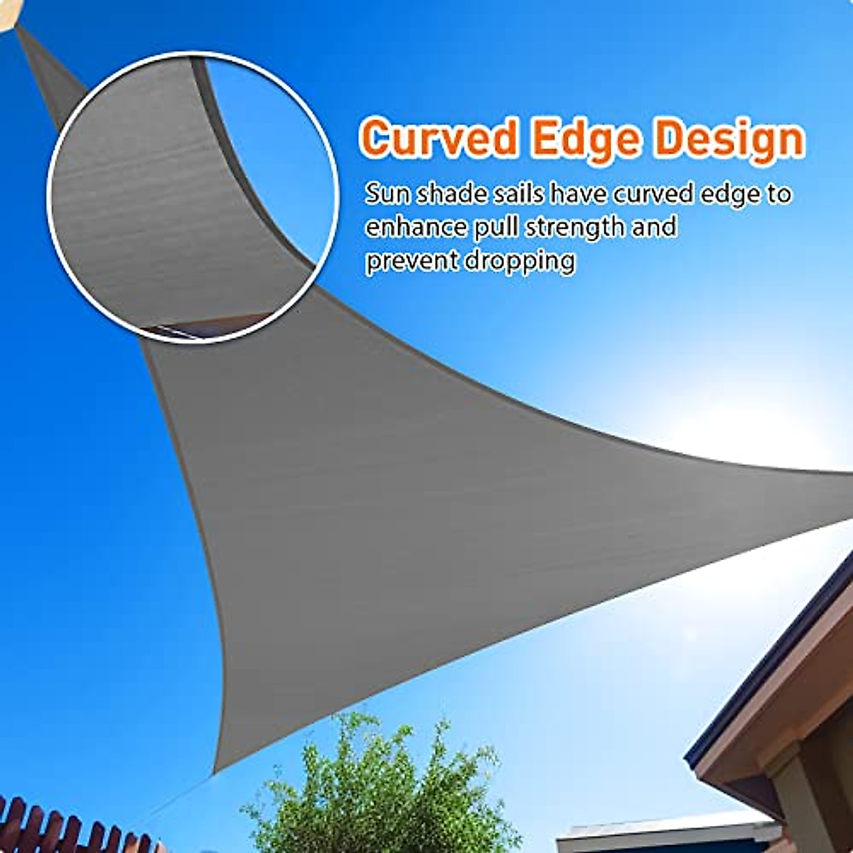 Artpuch Sun Shade Sails 20'x20'x20' Canopy, 185GSM Triangle Shade Sail UV Block for Patio Garden Outdoor Facility and Activities