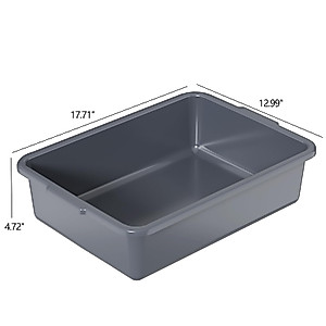 Neadas 13 L Plastic Bus Tubs, Commercial Bus Box, Grey, 12 Packs