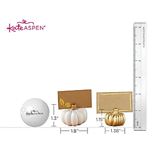 Kate Aspen 12PCS Place Card Holders (Place Cards Included), Table Number Holder for Weddings, White Pumpkin Photo Holder for Table Assignments at Bridal Showers or Anniversaries