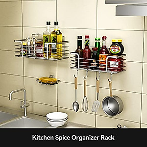 2 Pack Adhesive Shower Caddy Organizer Rack Shower Storage Shelf with Razor Holder and Extra Stickers for Inside Shower, No Drilling Organizer Rack Floating Shower Shelves for Bathroom Kitchen