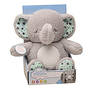 Soft Dreams Elephant Music and Glow Soother, Grey/Mint