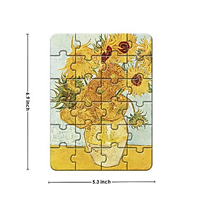 YOGEON 24 Pieces Twelve Sunflowers Puzzle, Toddler Artist Puzzles for Kids Ages 3-5, 4-8 Easy-an Intellectual Decompression Entertainment Game and Preschool Educational Learning Toys