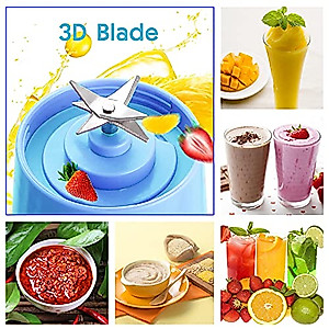 LSXX Portable Blender Mini Juicer Cup Personal Blender Rechargeable with USB Travel Smoothie Blender Juice Mixer for Shakes、Smoothies、Fruit Juice、Milk Home