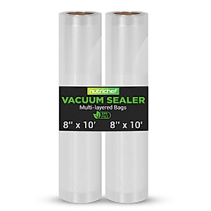 NutriChef Two 8" X10' 4 mil Commercial Grade Vacuum Sealer Food Storage Rolls | Create Your Own Size Bag, Brands, Clear