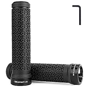 GPMTER Bike Handlebar Grips, Single Lock-on Bicycle Grips Handle Bar End Holding Locking for BMX, Mountain, MTB, Cruiser, Folding Bike, Soft Non-Slip-Rubber Rubber Hand Grip Black