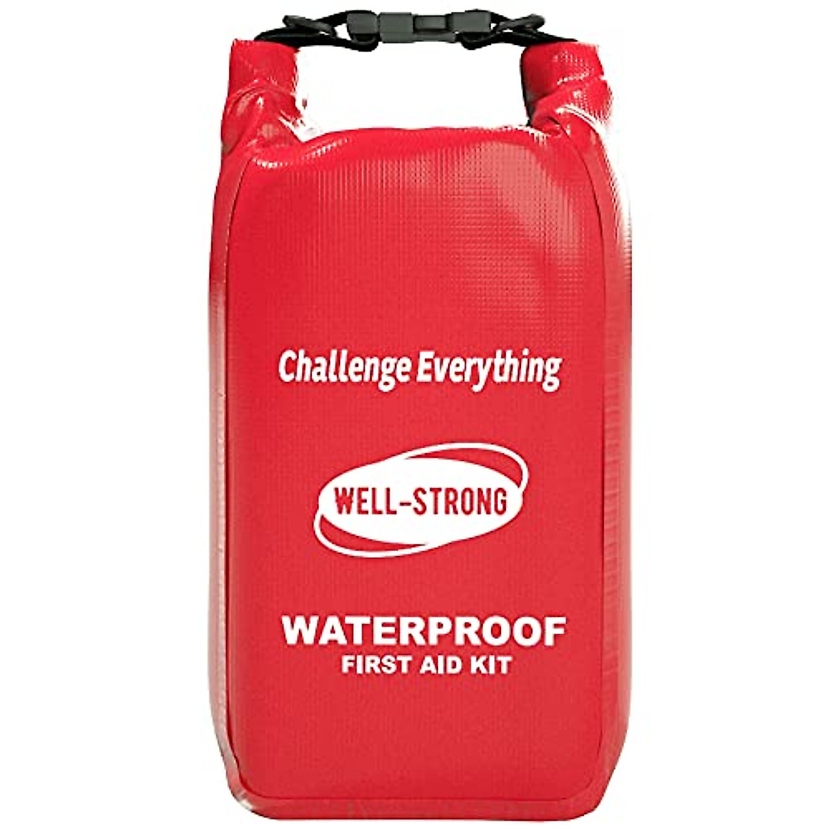 WELL-STRONG Waterproof First Aid Kit Roll Top Boat Emergency Kit with Waterproof Contents for Fishing Kayaking Boating Swimming Camping Rafting Beach Red