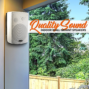 Pyle 5.25'' Pro-Active Wall-Mountable Bluetooth Speakers - 600 Watts Max, 300 Watts RMS w/ 2-Way Full Range Stereo Sound Reproduction, Pair, Rugged & Heavy Duty Cabinet Enclosure (White) PDWR59BTW