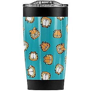 Logovision Garfield Faces Pattern Stainless Steel 20 oz Travel Tumbler, Vacuum Insulated & Double Wall with Leakproof Sliding Lid