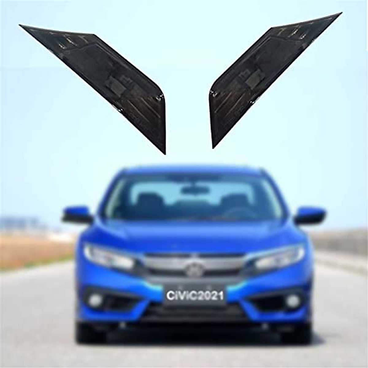 AutoJoy Club JDM Smoked Lens White Full LED Bulb Front Side Marker Light Compatible With 2016-2021 10th Gen Honda Civic Sedan Coupe Hatchback, Powered by 90-SMD LED, Replace OEM Sidemarker Lamps