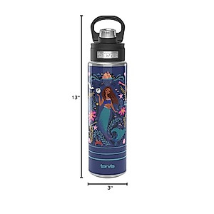 Tervis Disney The Little Mermaid Ariel Atlantica Triple Walled Insulated Tumbler Travel Cup Keeps Drinks Cold, 24oz Wide Mouth Bottle, Stainless Steel