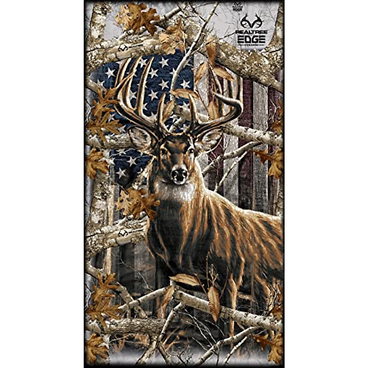 Realtree Cotton Fabric Panel by Sykel-Licensed Realtree Edge Patriotic Deer Cotton Fabric Panel 24 x 44