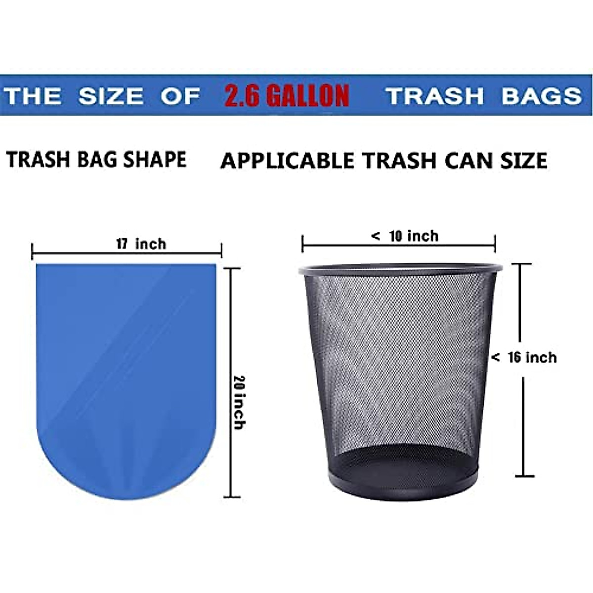 440 Counts 2.6 Gallon Trash Bags ENK Clear Small Trash Bags Bathroom Trash Bags Wastebasket Trash Bin Liners Small Garbage Bags for Home Kitchen and Office, fit 2-2.6 Gallon,10 Liter Trash Bins