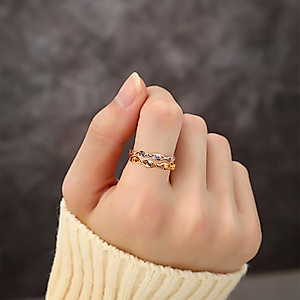 JIANGYUE Evil Eye Infinity Ring for Women Colorful Cubic Zirconia Eyes Stackable Engagement Rings Wedding Jewelry Gift Size 9