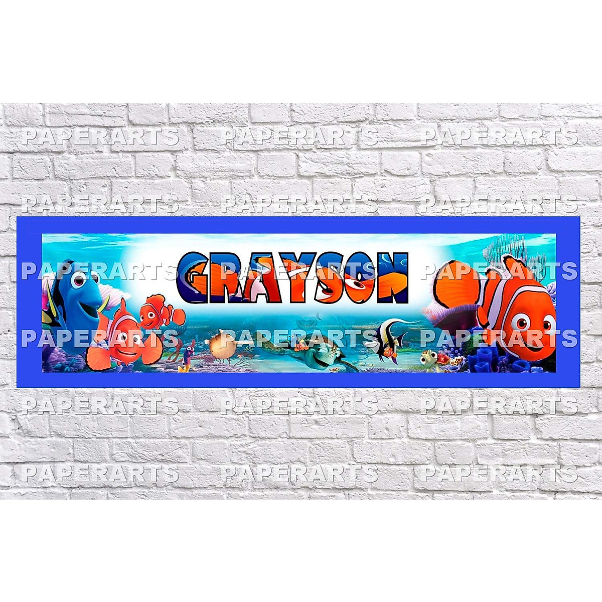 Finding Nemo - Personalized Birthday Name Poster with Custom Name On it, Border Mat and Frame Options