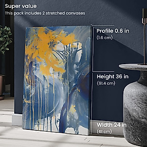 ARTEZA Stretched Canvas, 24 x 36 Inches, Pack of 2, Blank White Large Canvas for Acrylic, Oil and Gouache Painting