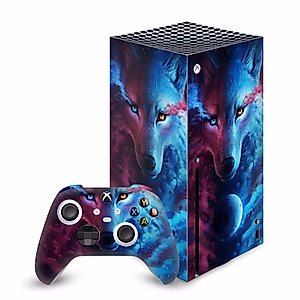 Head Case Designs Officially Licensed Jonas "JoJoesArt" Jödicke Wolf Galaxy Art Mix Vinyl Sticker Gaming Skin Decal Cover Compatible With Xbox Series X Console and Controller Bundle
