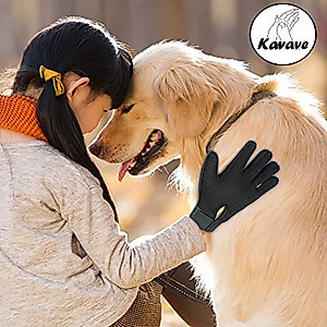 Pet Grooming Gloves - KAVAVE Dogs & Cats & Horses Brushes Gloves for Gentle Shedding - Washing Mittens for Long and Short Hair - 1 Pair