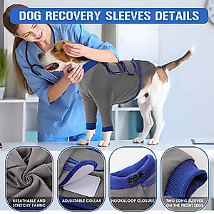 MORVIGIVE Dog Recovery Sleeves for Front Legs,Dog Sleeves to Prevent Licking,Breathable Dog Front Recovery Sleeve Right Left Leg,Dog Leg Sleeve After Surgery for Medium to Large Dogs,Grey 2XL Size