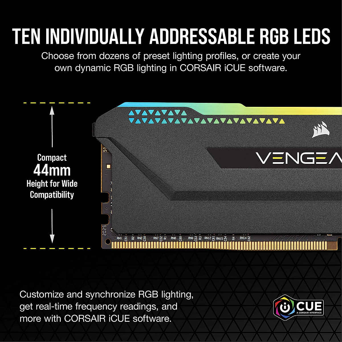 Corsair Vengeance RGB Pro SL 32GB (2x16GB) DDR4 3600 (PC4-28800) C18 1.35V Optimized for AMD Ryzen - Black (CMH32GX4M2Z3600C18)