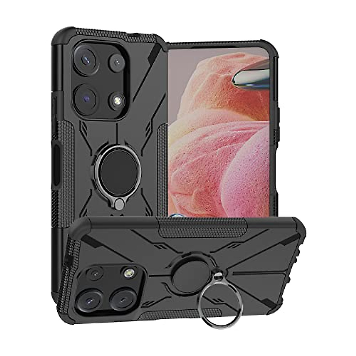 Kukoufey Case for Infinix Note 30i 4G Case Cover,360°Rotatable Kickstand Dual Layer Shockproof Case for Infinix Note 30i 4G Case Black